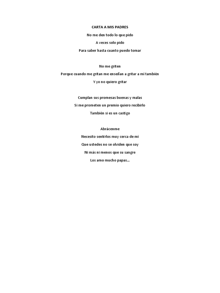 Carta A Mis Padres | PDF