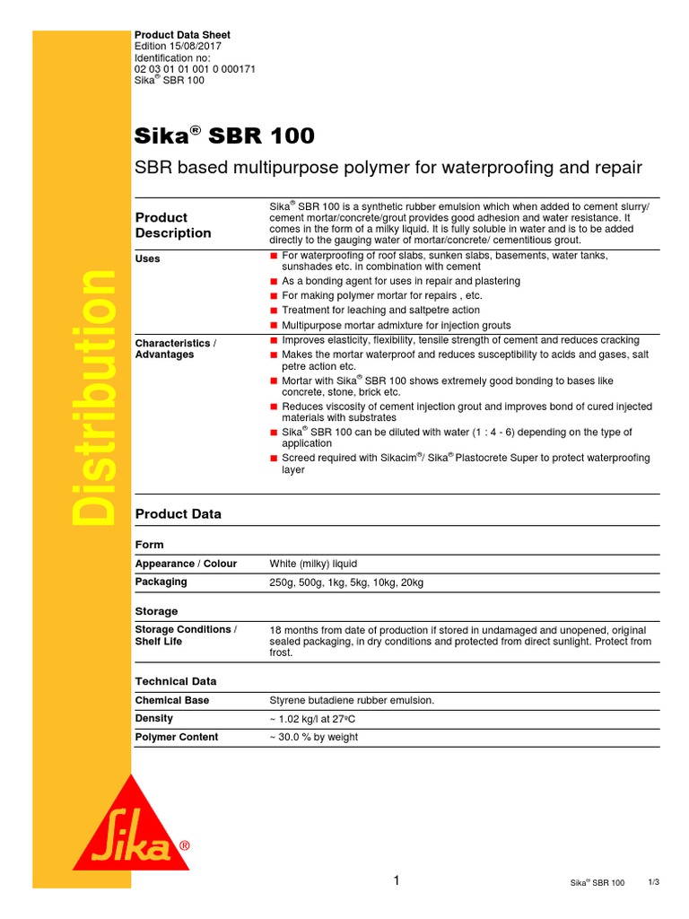 Sika SBR 100: SBR Based Multipurpose Polymer For Waterproofing and ...