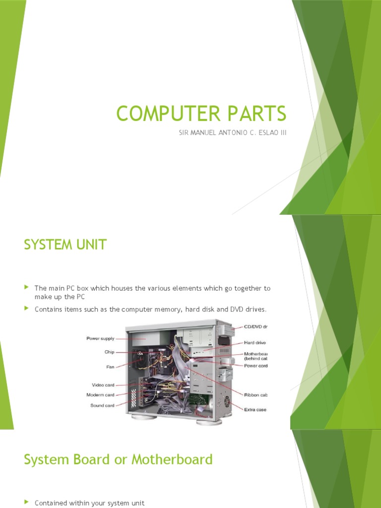 Computer Parts: Sir Manuel Antonio C. Eslao Iii | PDF | Computer Data ...