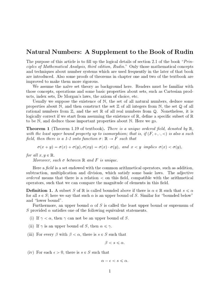 Natural Numbers: A Supplement To The Book of Rudin | PDF | Mathematical ...