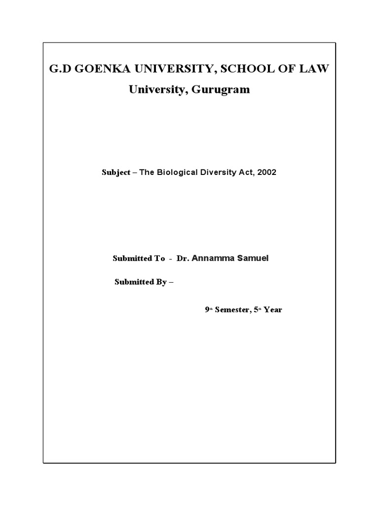 The Biological Diversity Act | PDF | Organisms | Conservation