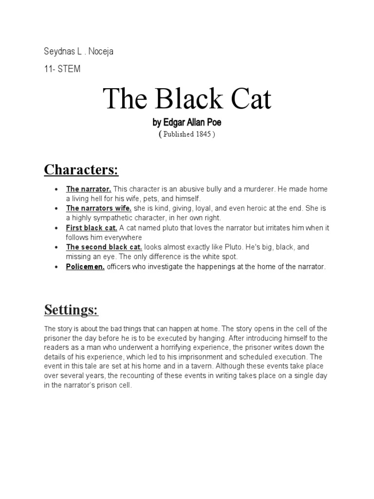 The Black Cat: Characters | PDF | Narration