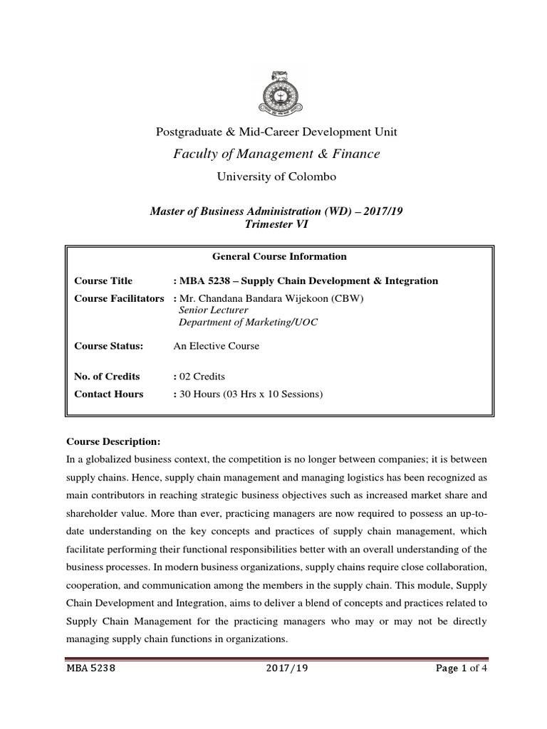 Supply Chain Development Course Overview | PDF | Supply Chain | Lecture