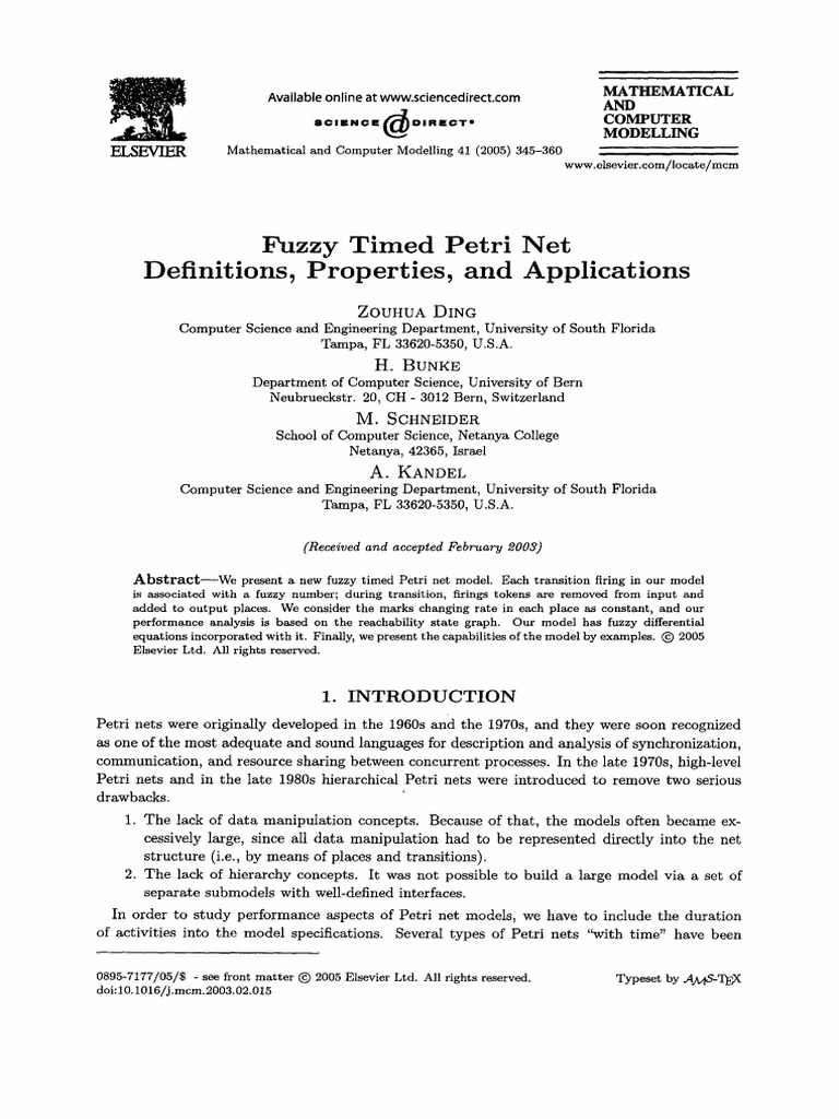 Fuzzy Timed Petri Net Definitions, Properties, and Applications | PDF | Mathematical Concepts ...