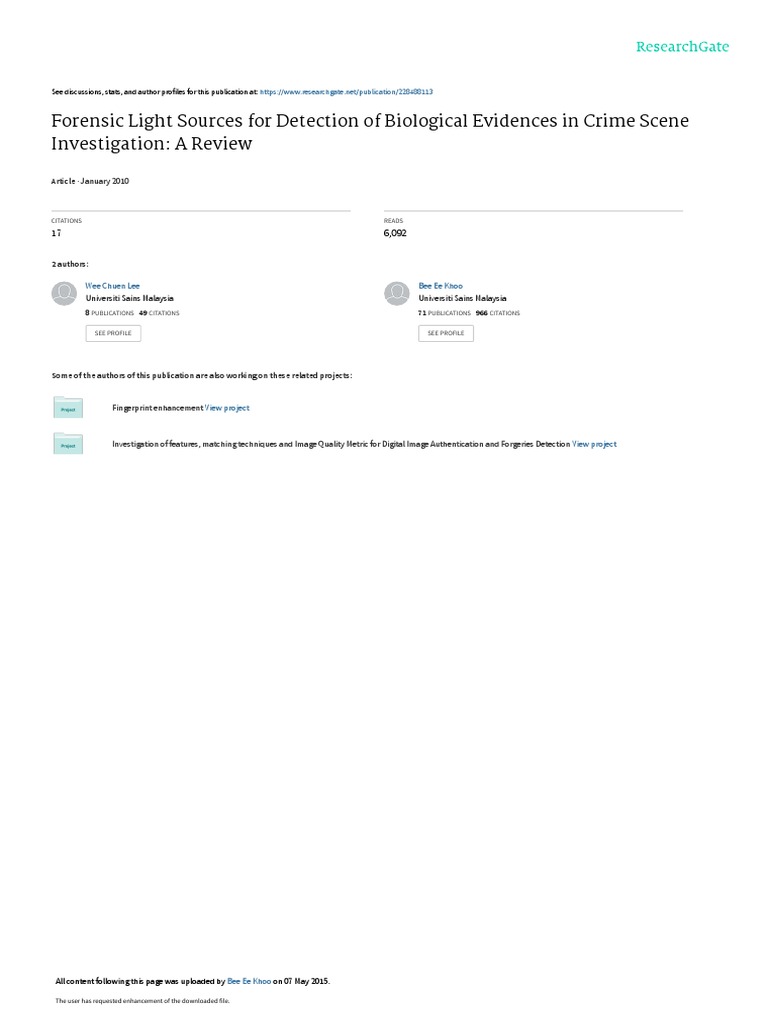 Forensic Light Sources For Detection of Biological PDF | PDF | Optical ...