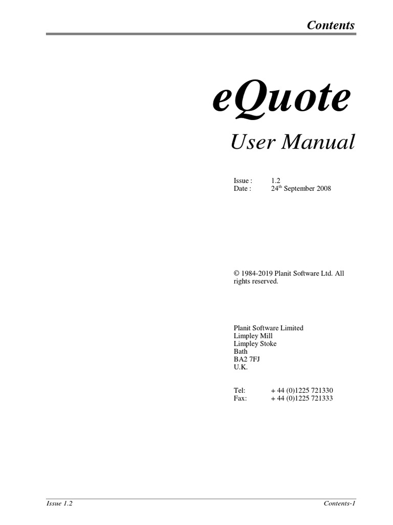 Equote User Manual PDF | PDF | Computer Keyboard | Databases