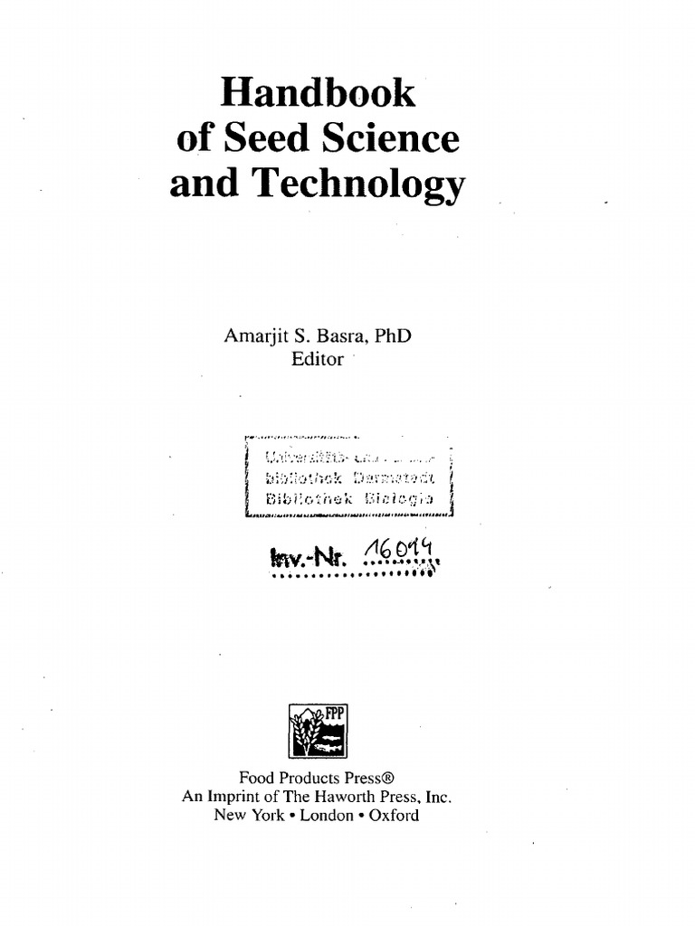 Handbook of Seed Science and Technology: Tav.-Nr | PDF | Germination | Seed