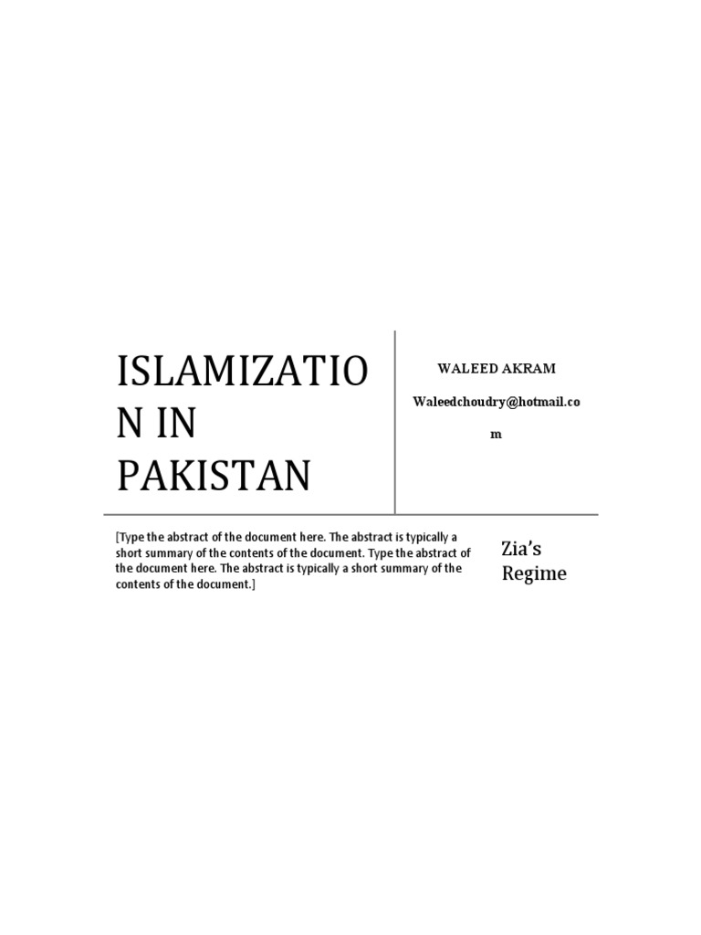 Islamization Under Gen Zia | PDF | Muhammad Zia Ul Haq | Sharia