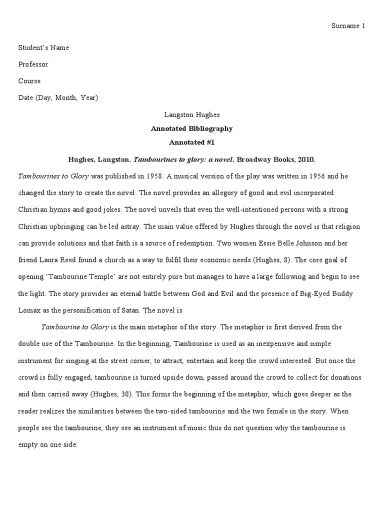 Hughes, Langston. Tambourines To Glory: A Novel. Broadway Books, 2010 ...