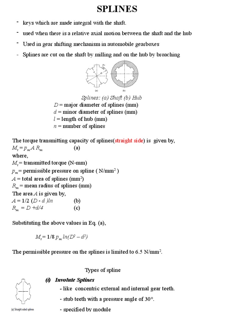 Splines: Understanding How They Transmit Torque | PDF | Gear ...