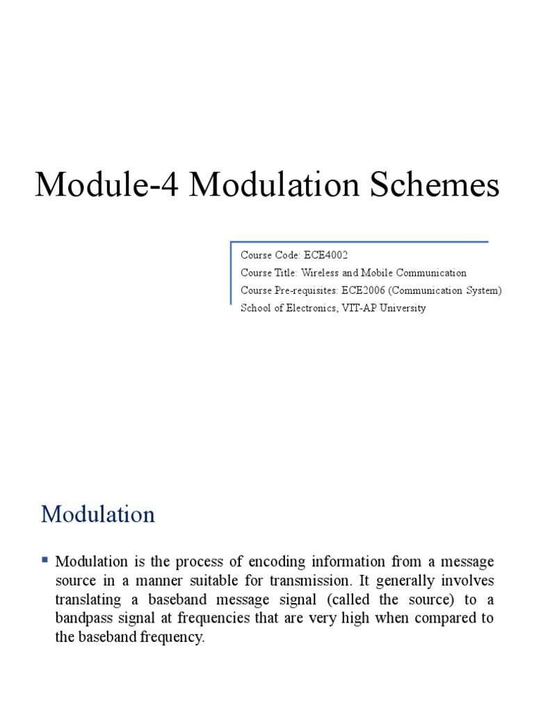 Lecture 4.1 Digital Modulation Schemes | PDF