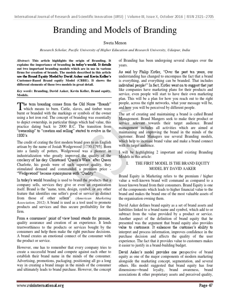 Branding and Models of Branding PDF | PDF | Brand | Competitive Advantage