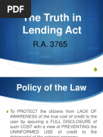 REPUBLIC ACT No 3765 - Truth and Lending Act | PDF | Credit (Finance ...