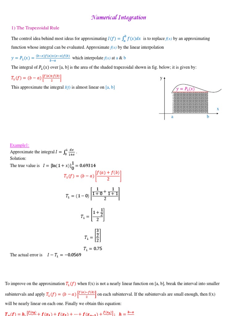 Numerical Integration: 1) The Trapezoidal Rule | PDF | Integral | Mathematical Logic