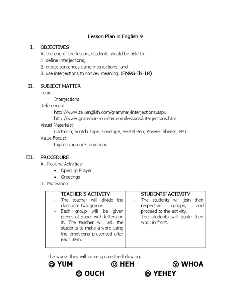 Lesson Plan in English 9 | PDF | Semiotics | Language Mechanics