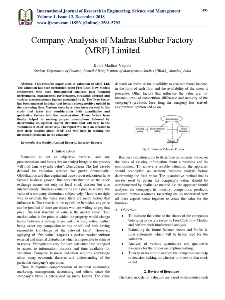 Company Analysis of Madras Rubber Factory (MRF) Limited | PDF | Free Cash Flow | Valuation (Finance)