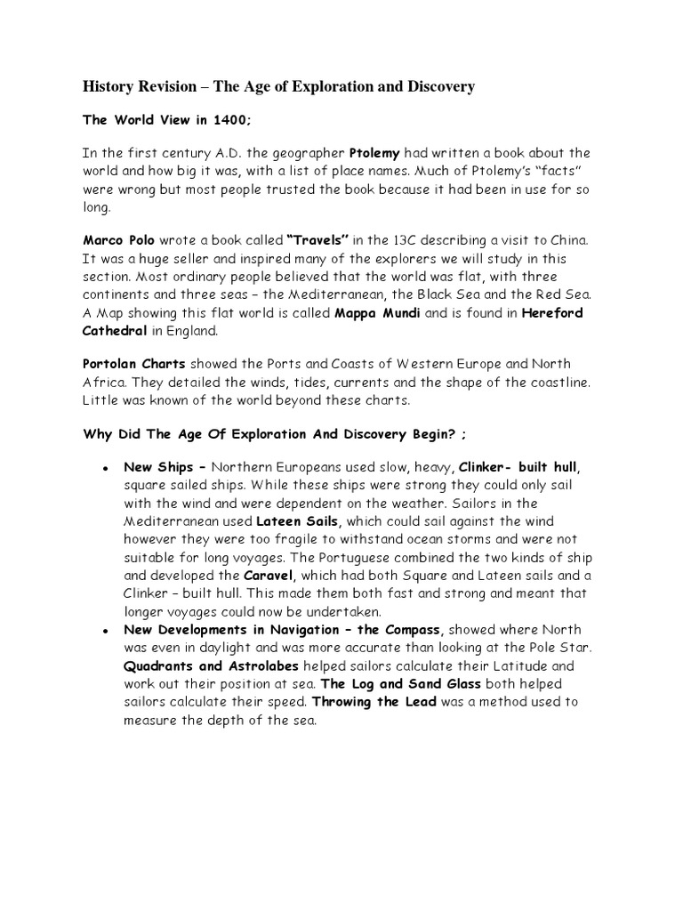 History Revision - The Age of Exploration and Discovery | PDF | Hernán ...