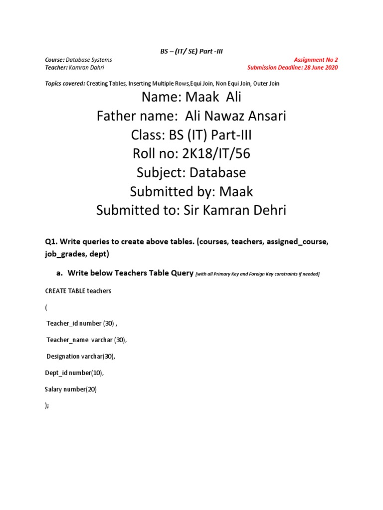 Assignment 2 | PDF | Data Management | Databases
