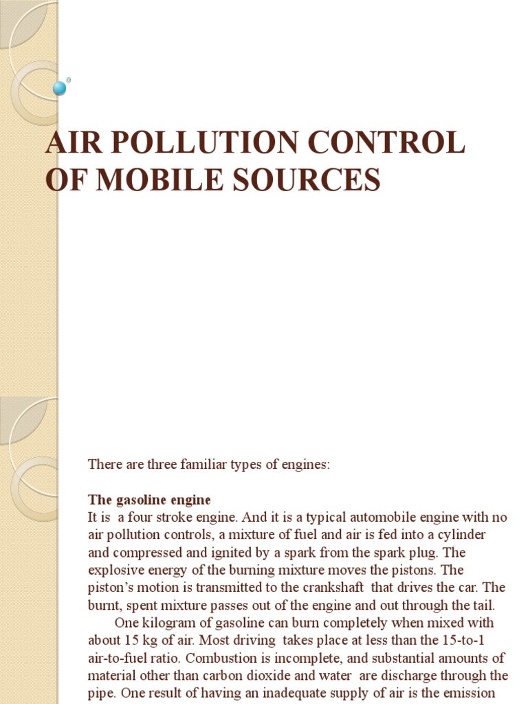 Air Pollution Control of Mobile Sources | PDF | Engines | Diesel Engine