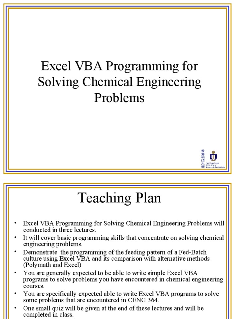Excel Vba Programming For Solving Chemical Engineering Problems