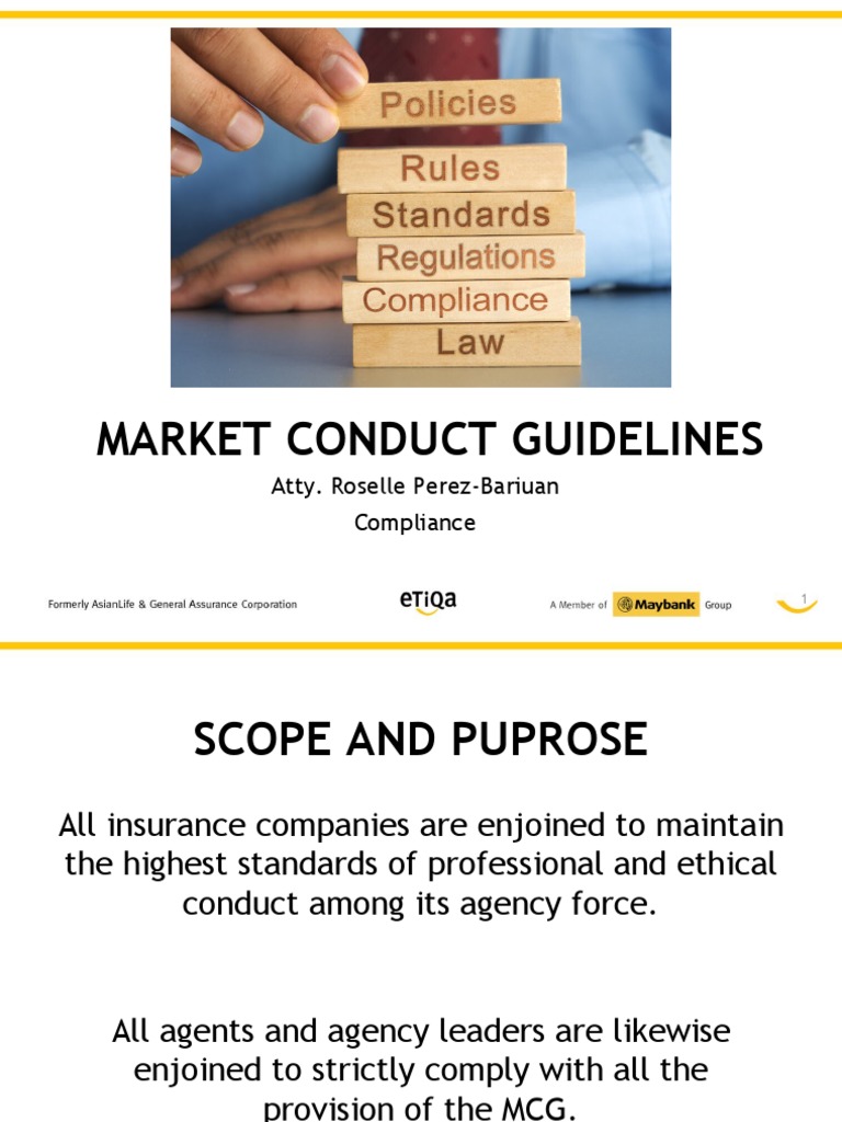 Market Conduct Guidelines: Atty. Roselle Perez-Bariuan Compliance | PDF ...