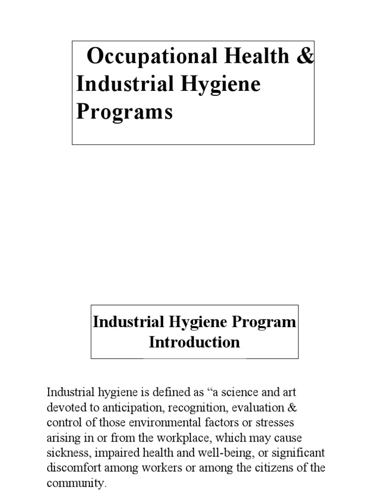Occupational Health & Industrial Hygiene | PDF | Occupational Hygiene ...
