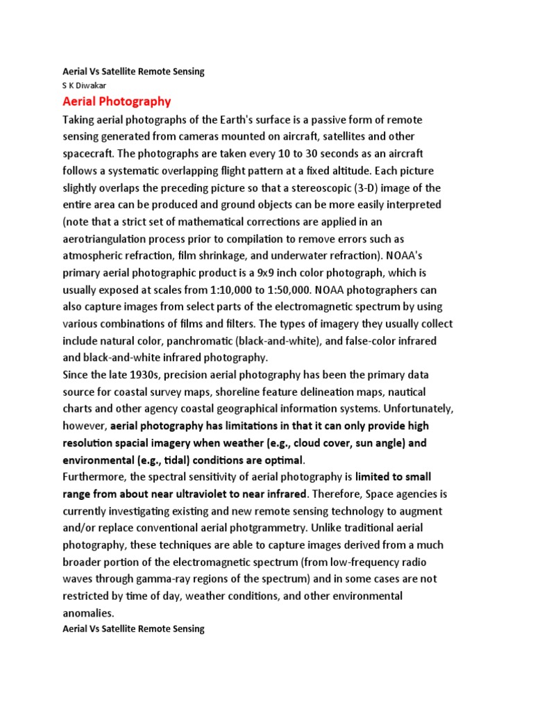 Document 1 - Aerial Vs Satellite Remote Sensing | PDF | Remote Sensing ...