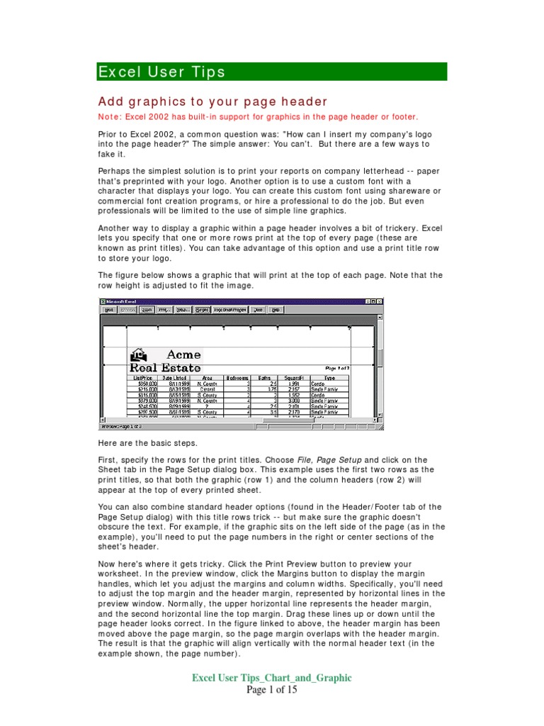 Excel User Tips - Chart - and - Graphic | PDF | Microsoft Excel | Software