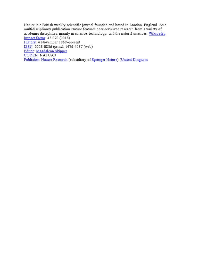 Nature Journal Overview | PDF