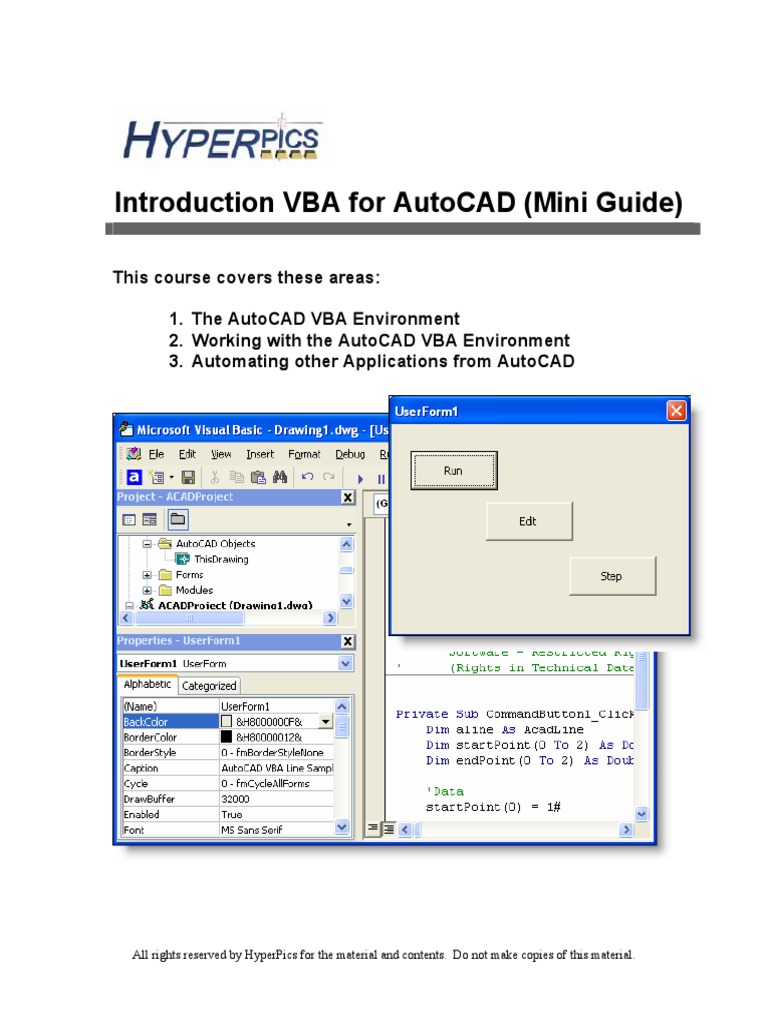 Introduction Vba For Autocad (Mini Guide) | PDF | Visual Basic For Applications | Software ...