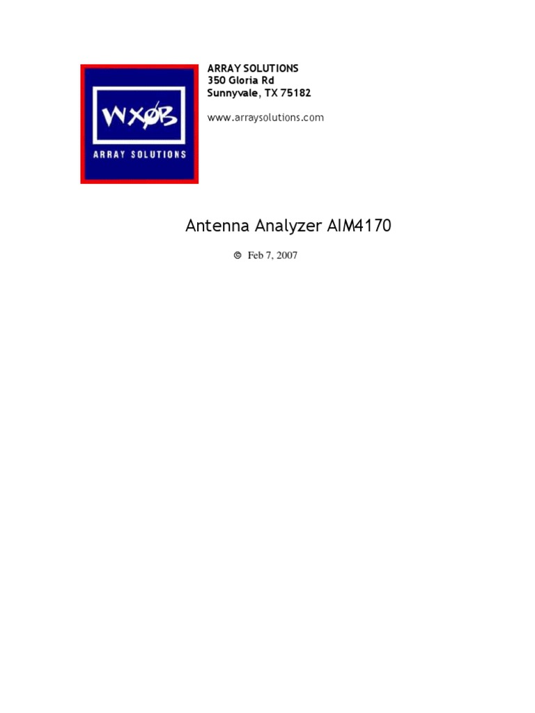 AIM4170 Manual 020707 | PDF | Antenna (Radio) | Electrical Impedance