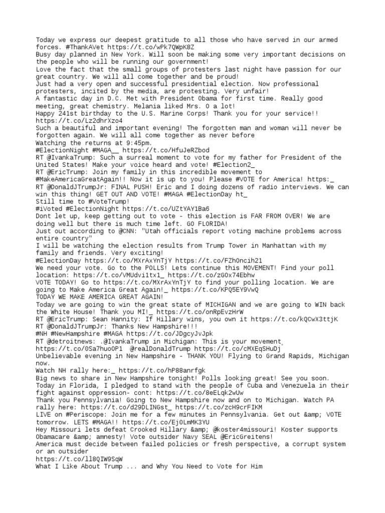 Donald Tweets | PDF | Hillary Clinton | American Government