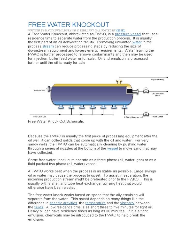 Free Water Knockout: Pressure Vessel Water Stream | PDF | Nozzle | Pump