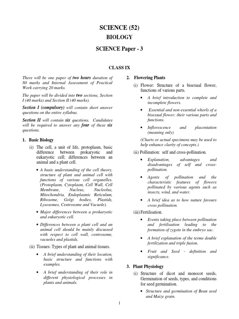 Biology SCIENCE Paper - 3 | PDF | Eukaryotes | Cell (Biology)