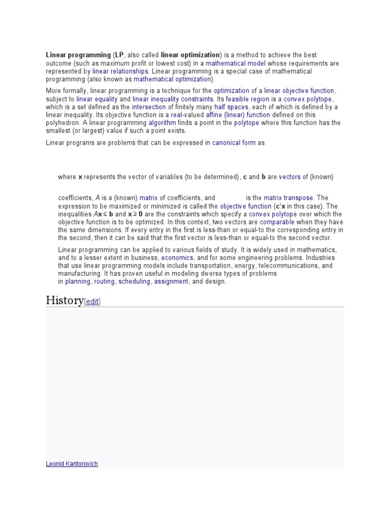 An In Depth Explanation Of Linear Programming Formulations Methods And Uses Pdf Linear