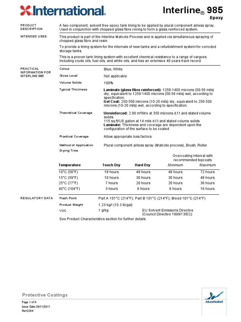 Interline 985+ds+eng PDF | PDF | Fiberglass | Epoxy