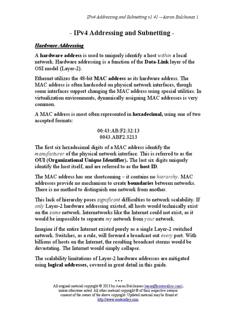 Ipv4 Addressing and Subnetting | PDF | Ip Address | Internet Protocols