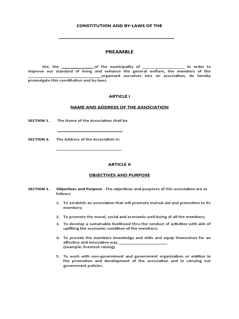 Preamble: Constitution and By-Laws of The | PDF | Quorum | Presidents ...
