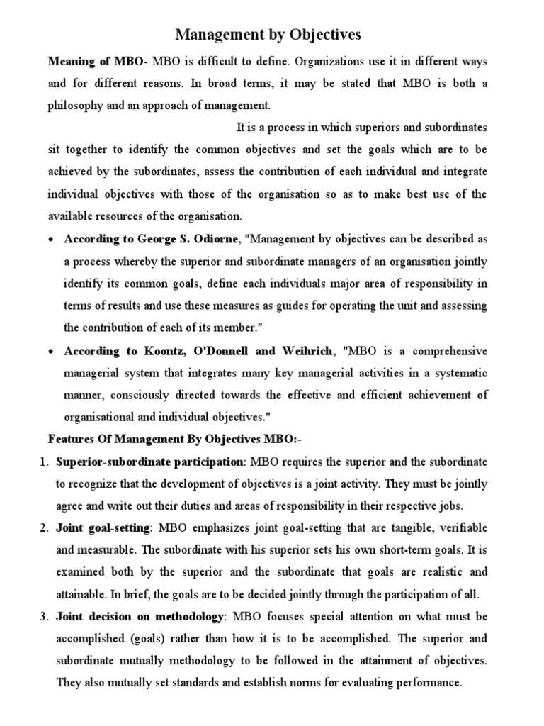 Management by Objectives | PDF | Goal | Goal Setting