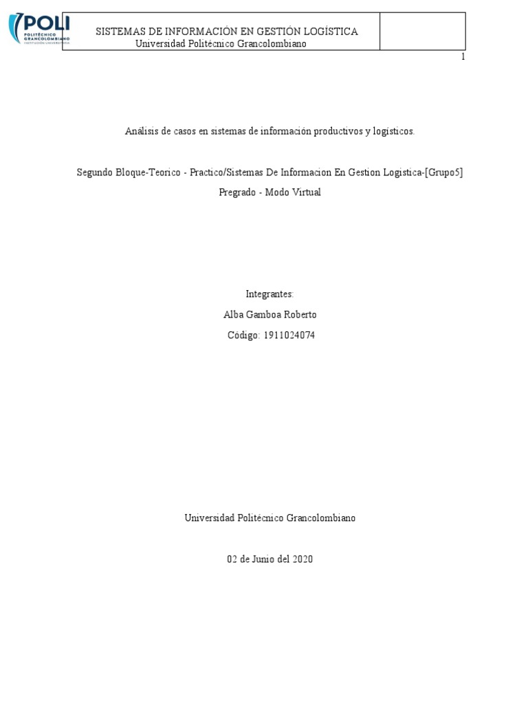 Escenario 3 - Alba Gamboa Roberto | PDF | Logística | Planificación de ...