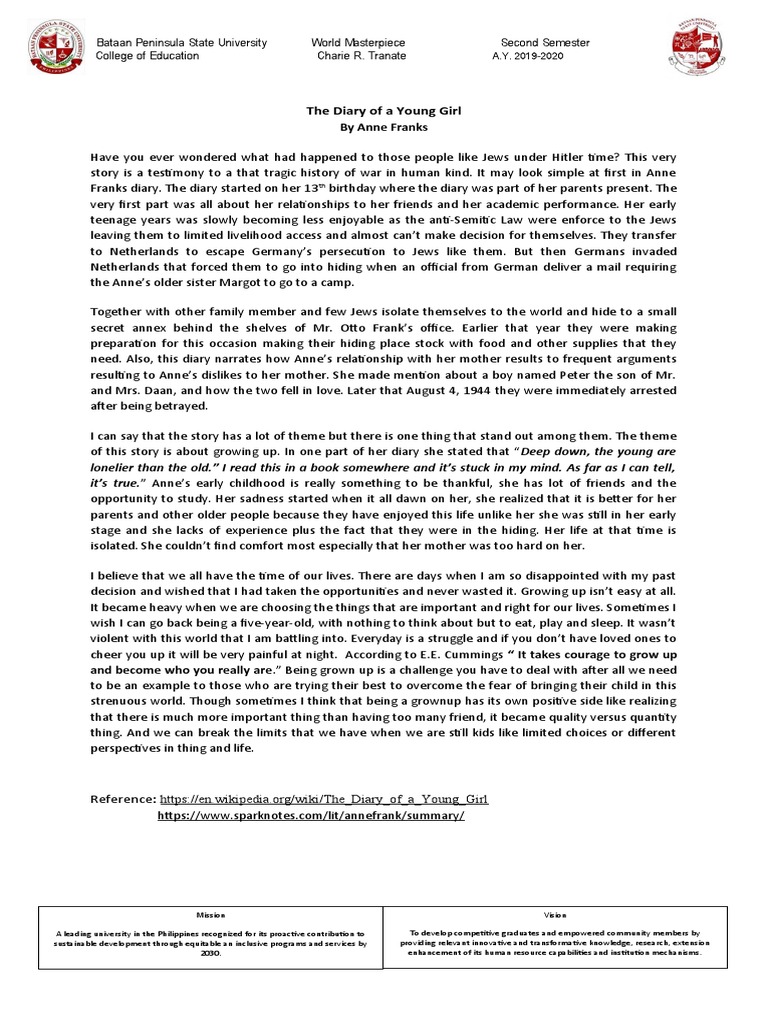 Diary of A Young Girl | PDF | Wellness
