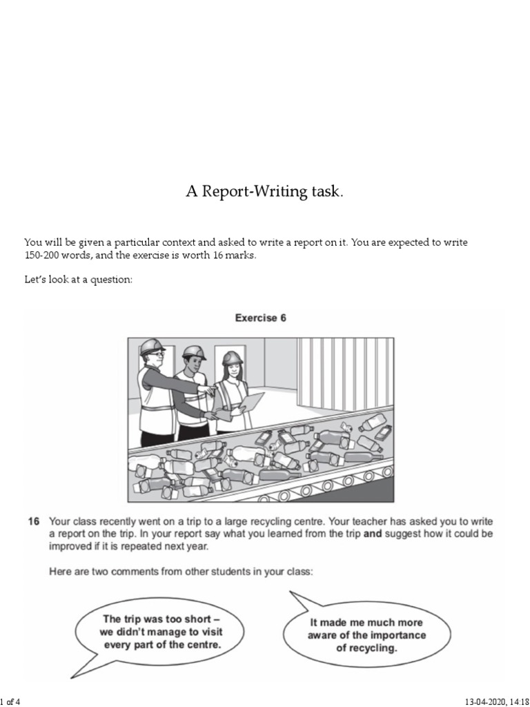 Report Writing On Trip To A Recyclying Center Second Language | PDF ...