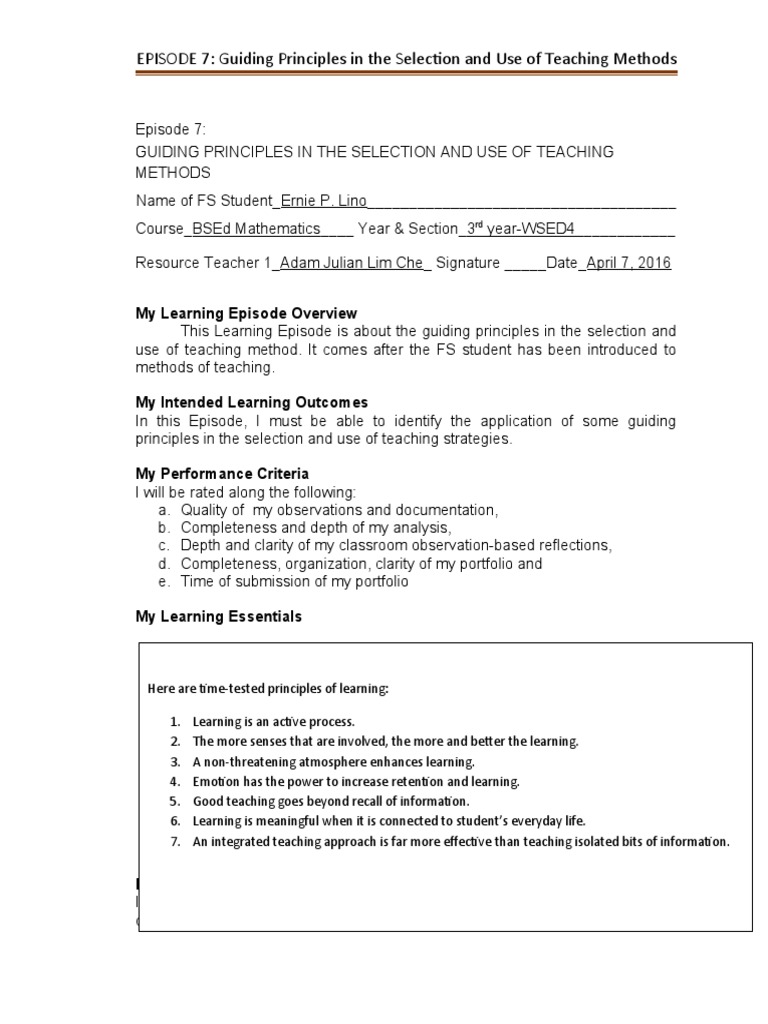 EPISODE 7: Guiding Principles in The Selection and Use of Teaching ...