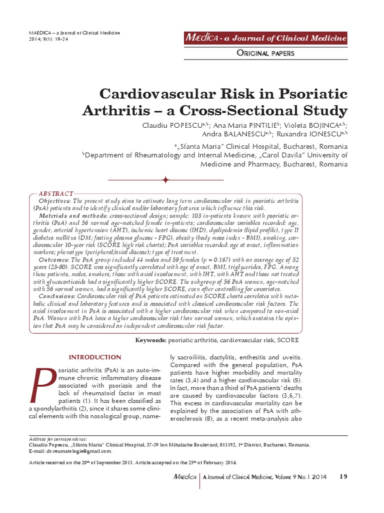 Artrita Psoriazica | PDF | C Reactive Protein | Coronary Artery Disease