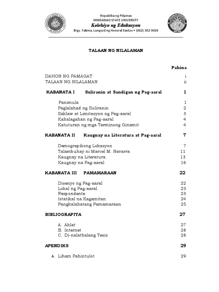 Talaan NG Nilalaman | PDF