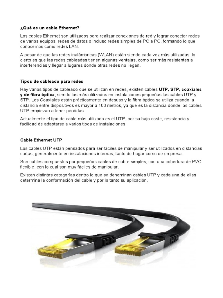 Características Y Tipos De Cables Ethernet Pdf Topología De La Red