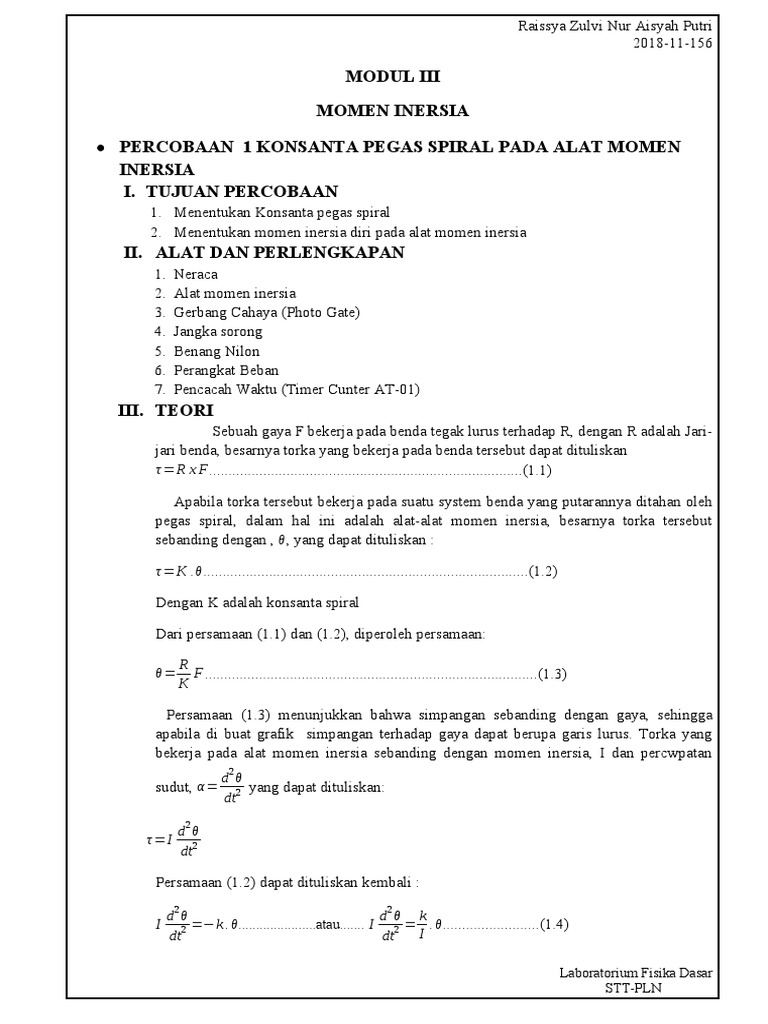 Modul 3 Momen Inersia | PDF
