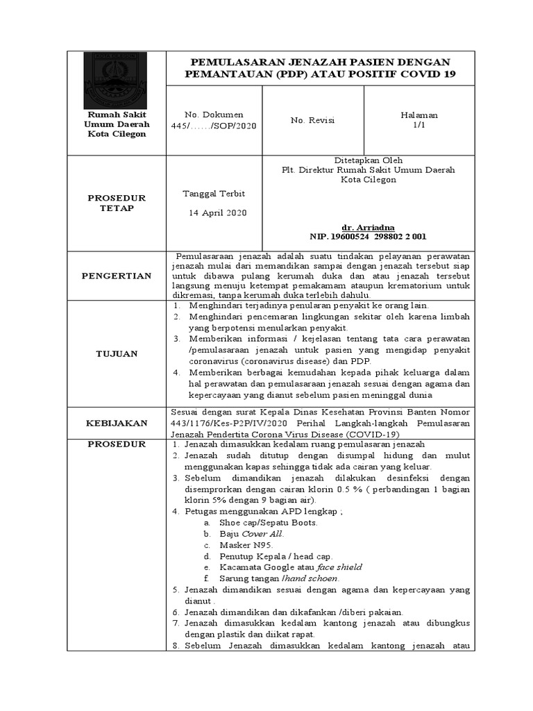 Sop Pemulasaran Jenazah | PDF