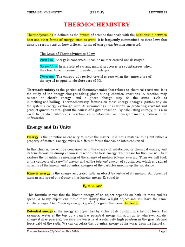 Thermochemistry | PDF | Entropy | Enthalpy