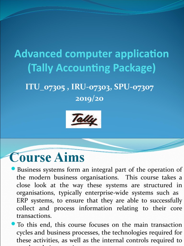 Advanced Computer Application (Tally Accounting Package) : ITU - 07305 ...